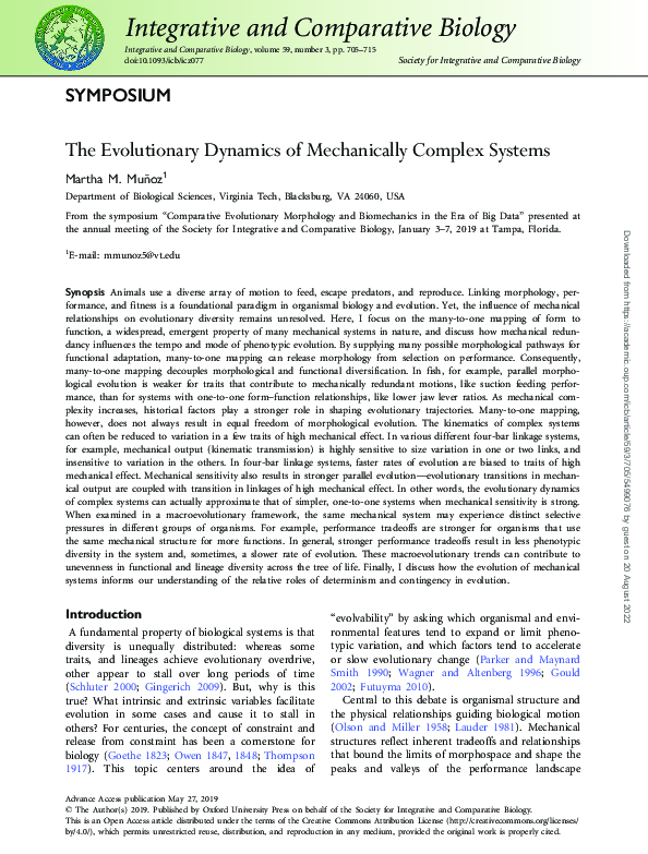 (PDF) The Evolutionary Dynamics of Mechanically Complex Systems