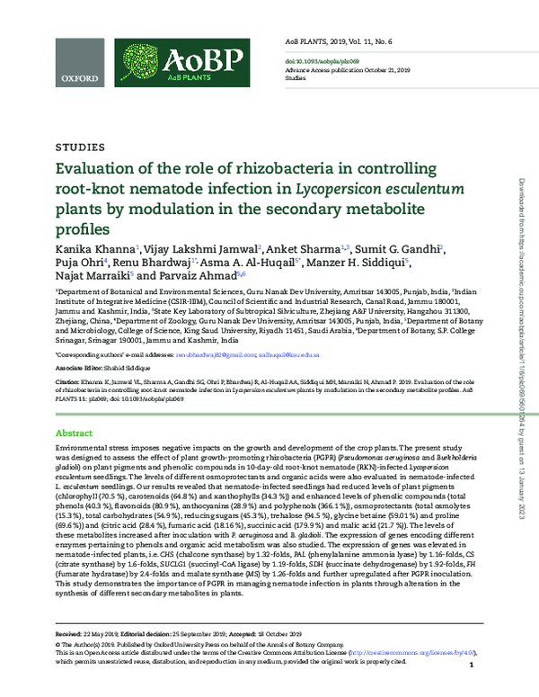 (PDF) Evaluation of the role of Rhizobacteria in controlling root knot ...