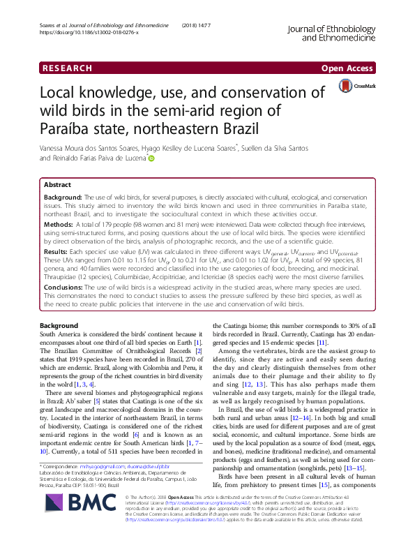 (PDF) Local knowledge, use, and conservation of wild birds in the semi ...