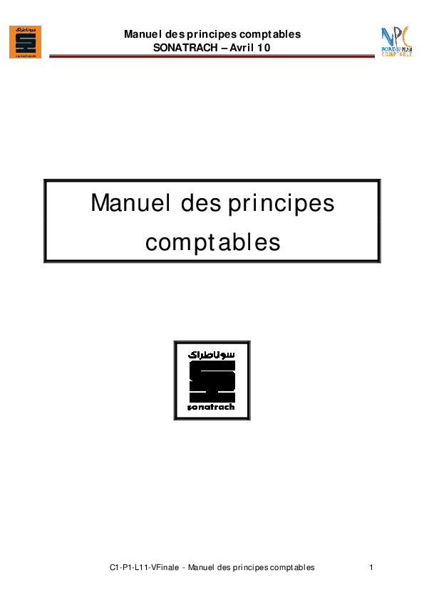 (PDF) .Le Manuel des Principes Comptable de SONATRACH version definitive