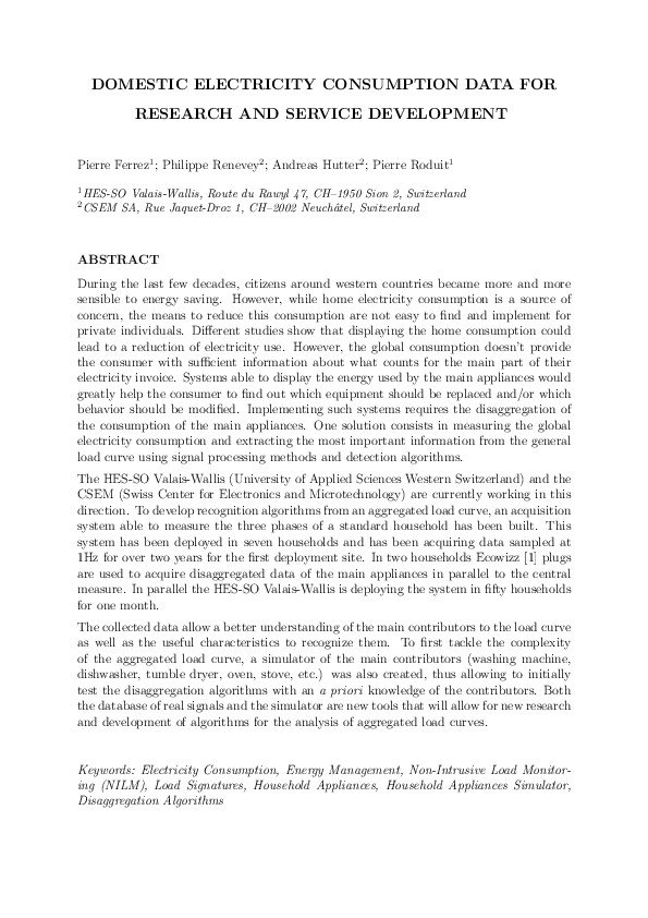 (PDF) Domestic Electricity Consumption Insights