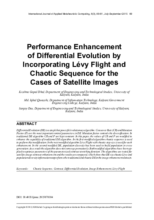 (PDF) Performance Enhancement of Differential Evolution by Incorporating Lévy Flight and Chaotic ...
