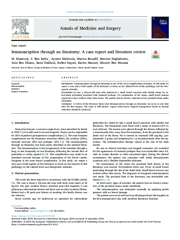 (PDF) Intussusception through an ileostomy: A case report and ...