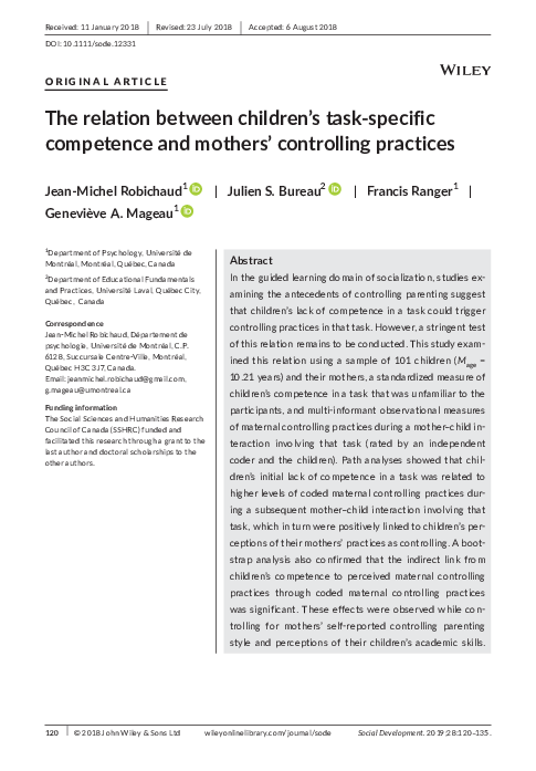 (PDF) The relation between children’s task-specific competence and ...
