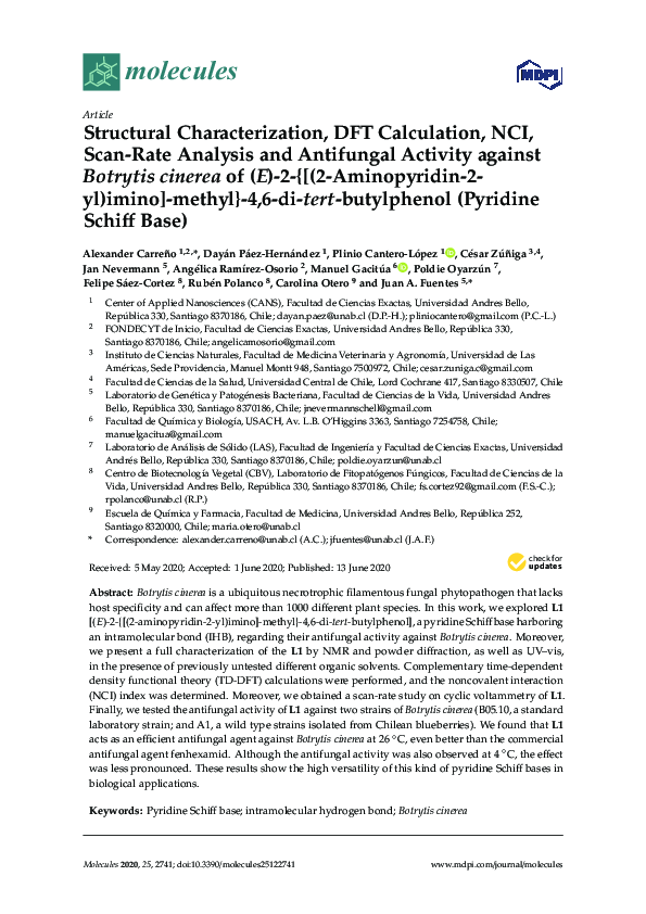 (PDF) Structural Characterization, DFT Calculation, NCI, Scan-Rate Analysis and Antifungal ...