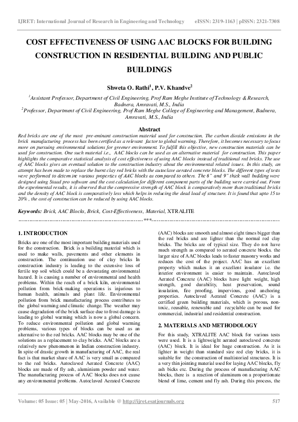 (PDF) Cost Effectiveness of Using Aac Blocks for Building Construction ...