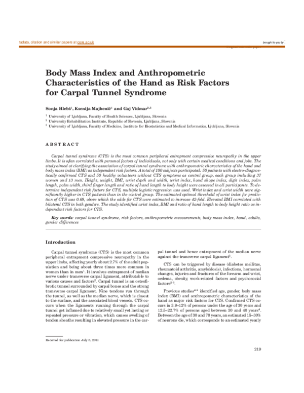 (PDF) Body mass index and anthropometric characteristics of the hand as ...