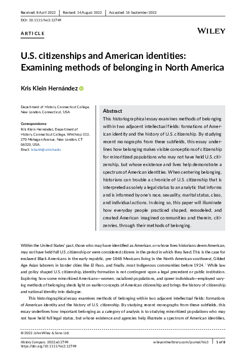 (PDF) U.S. citizenships and American identities: Examining methods of ...