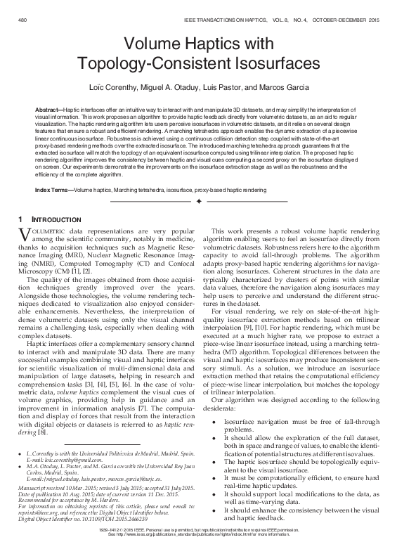 (PDF) Volume Haptics with Topology-Consistent Isosurfaces