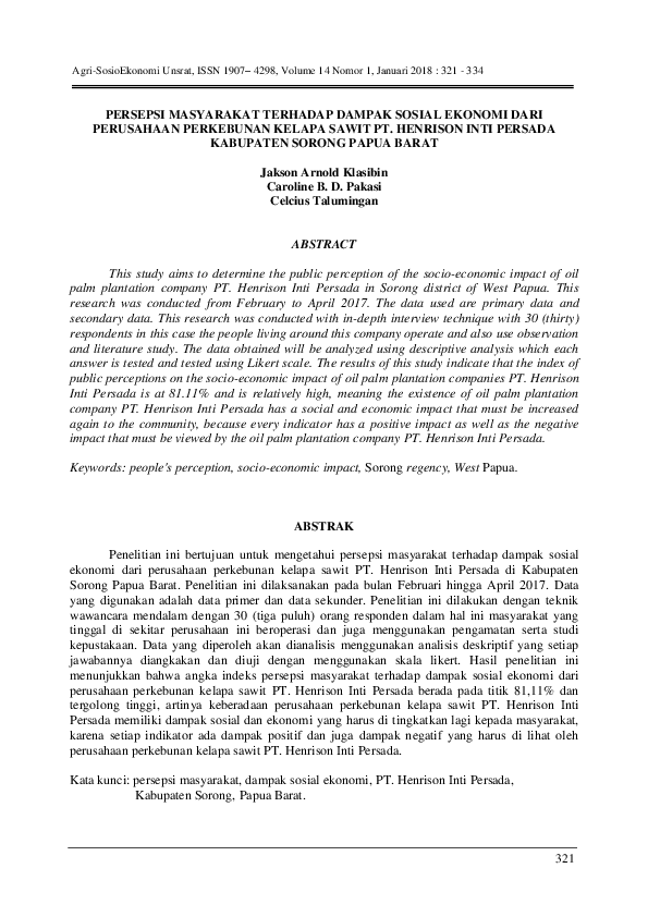 (PDF) Persepsi Masyarakat Terhadap Dampak Sosial Ekonomi Dari ...