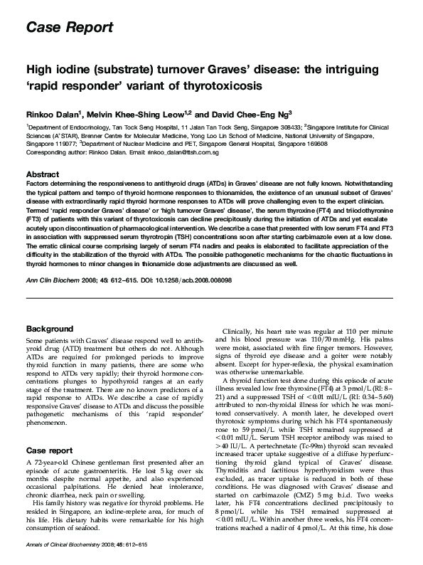 (PDF) High iodine (substrate) turnover Graves' disease: the intriguing ...