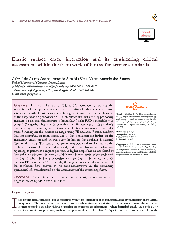 (PDF) Elastic surface crack interaction and its engineering critical ...