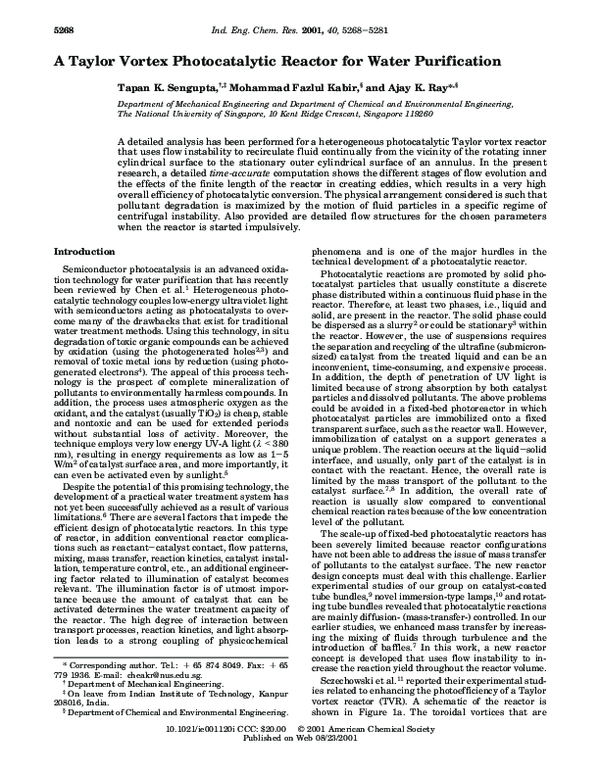 (PDF) A Taylor Vortex Photocatalytic Reactor for Water Purification