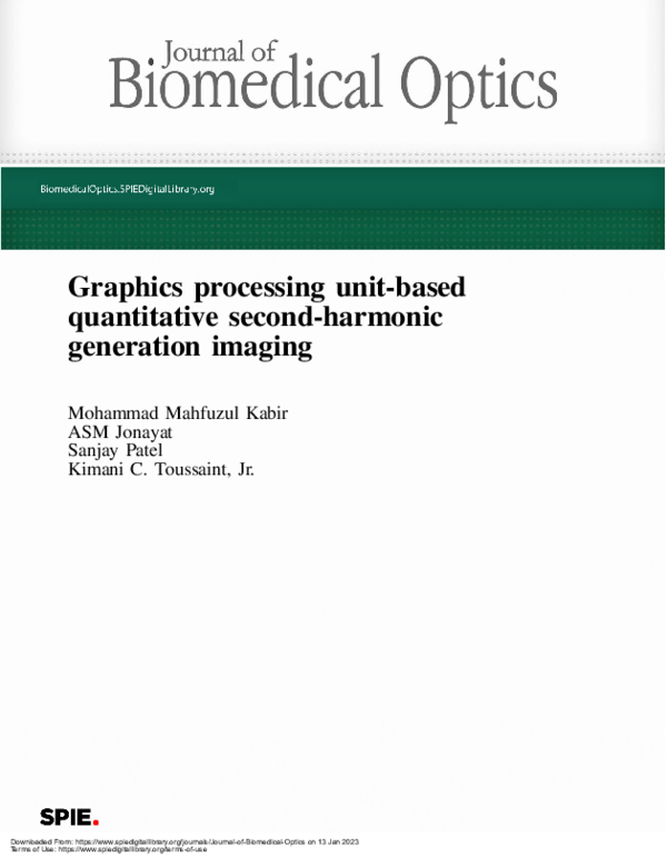 (PDF) Graphics processing unit-based quantitative second-harmonic generation imaging