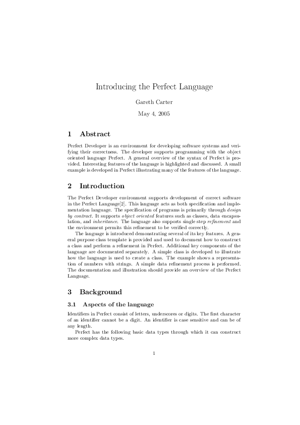 (PDF) Introducing the perfect language