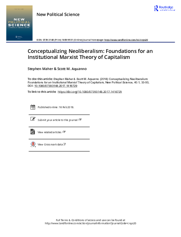 (PDF) Conceptualizing Neoliberalism: Foundations for an Institutional ...
