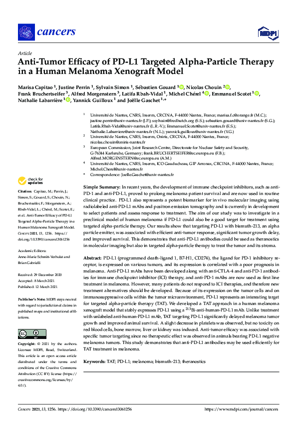 (PDF) Anti-Tumor Efficacy of PD-L1 Targeted Alpha-Particle Therapy in a ...