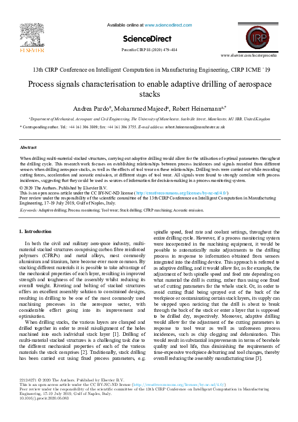 (PDF) Process signals characterisation to enable adaptive drilling of ...