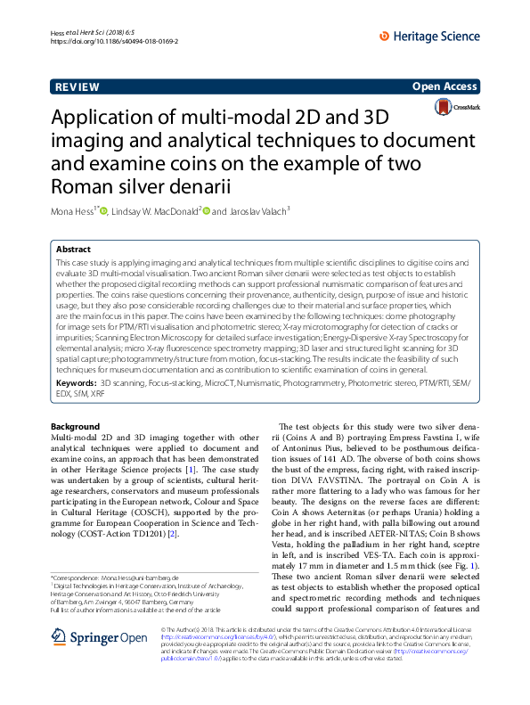 (PDF) Application of multi-modal 2D and 3D imaging and analytical techniques to document and ...