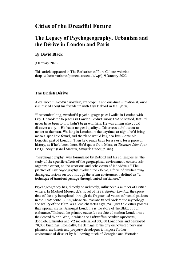 (DOC) Cities of the Dreadful Future The Legacy of Psychogeography ...
