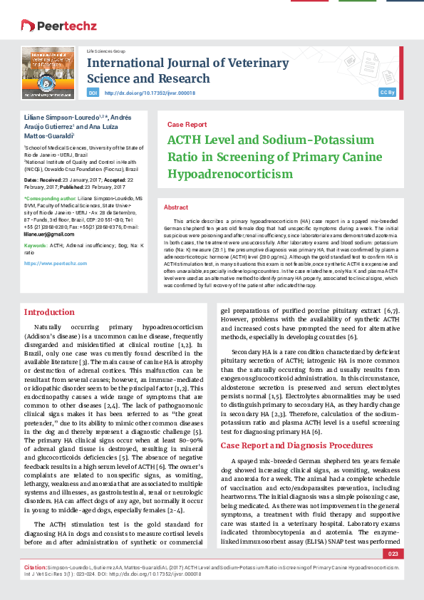(PDF) ACTH Level and Sodium-Potassium Ratio in Screening of Primary ...