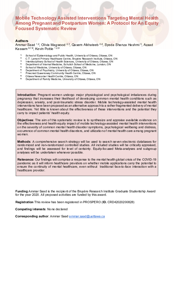 (PDF) Mobile Technology Assisted Interventions Targeting Mental Health Among Pregnant and ...