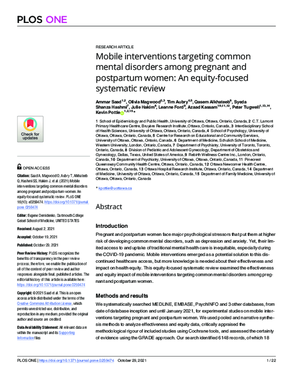 (PDF) Mobile interventions targeting common mental disorders among pregnant and postpartum women ...