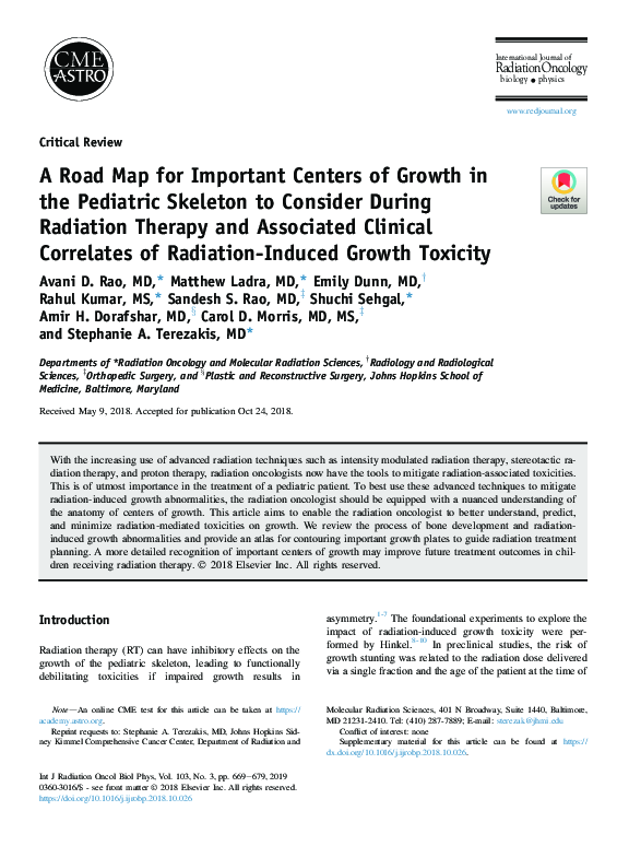 (PDF) A Road Map for Important Centers of Growth in the Pediatric ...