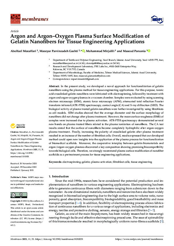 (PDF) Argon and Argon–Oxygen Plasma Surface Modification of Gelatin ...