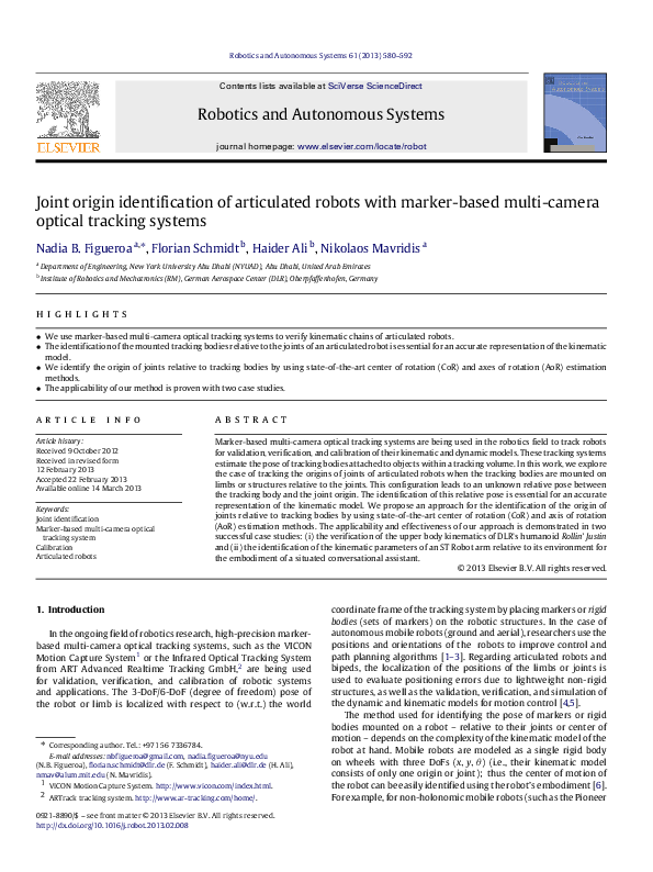 (PDF) Joint origin identification of articulated robots with marker ...