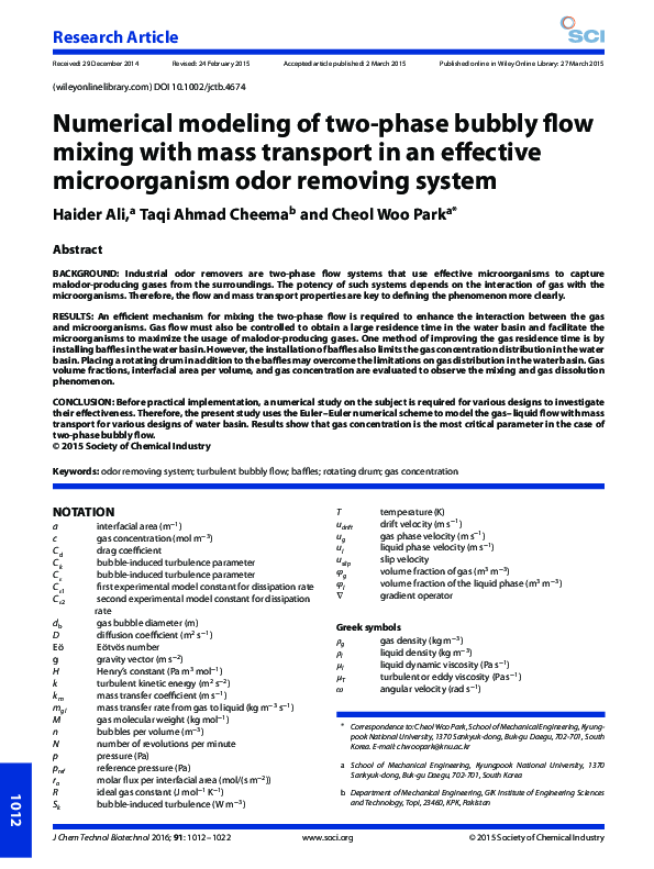 (PDF) Numerical modeling of two-phase bubbly flow mixing with mass transport in an effective ...