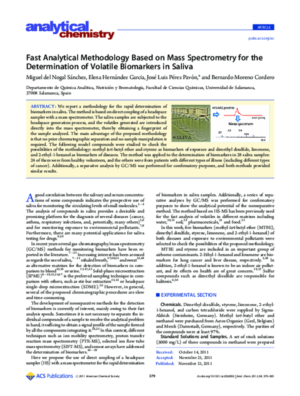 (PDF) Fast Analytical Methodology Based on Mass Spectrometry for the ...