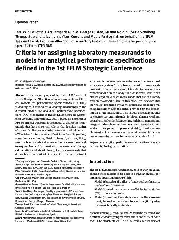 (PDF) Criteria for assigning laboratory measurands to models for ...