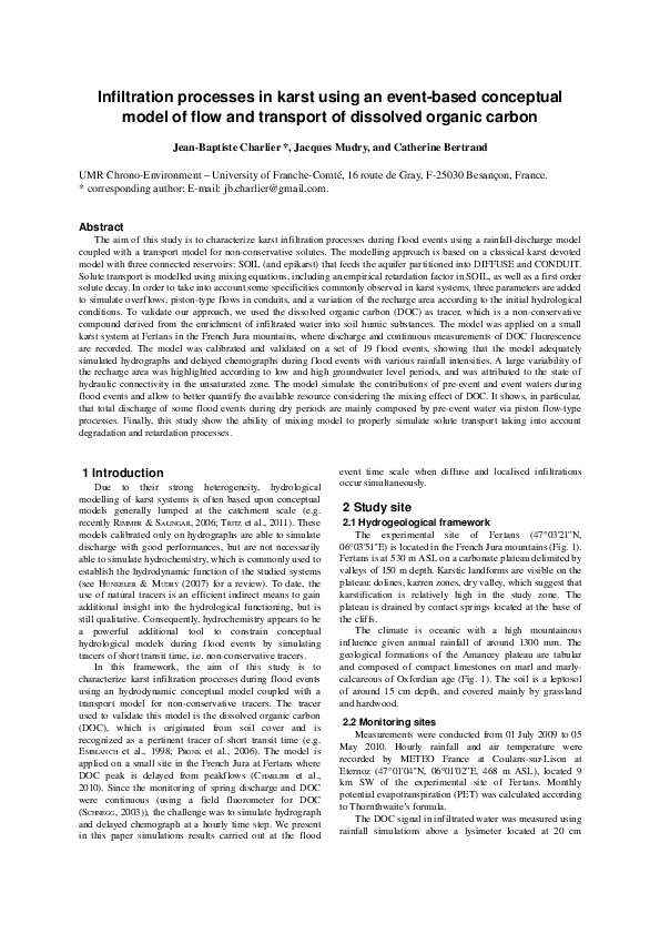 (PDF) Infiltration processes in karst using an event-based conceptual ...