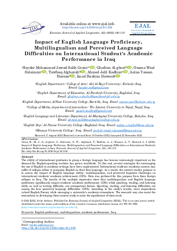 (PDF) Impact of English Language Proficiency, Multilingualism and ...