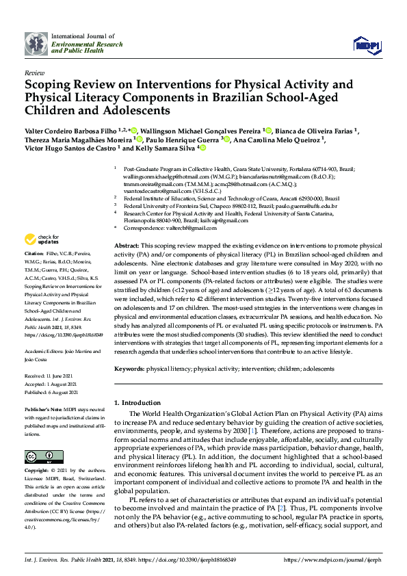 (PDF) Scoping Review on Interventions for Physical Activity and Physical Literacy Components in ...