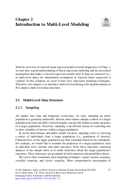 (PDF) Introduction to Multi-Level Modeling
