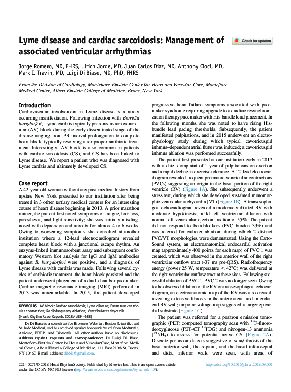 (PDF) Lyme disease and cardiac sarcoidosis: Management of associated ...