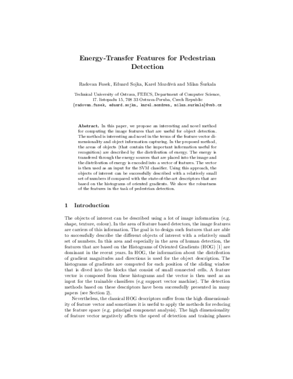 (PDF) Energy Transfer Method for Pedestrian Detection (PDF) Energy Transfer Method for Pedestrian Detection