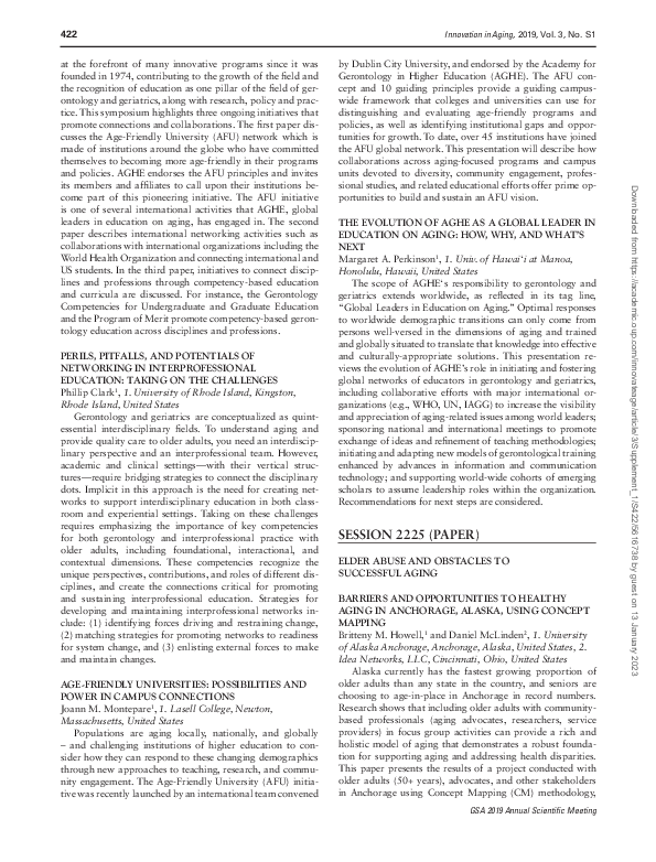 (PDF) The Evolution of Aghe as a Global Leader in Education on Aging ...