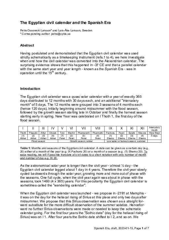 (PDF) The Egyptian civil calendar and the Spanish Era | Petra Ossowski ...