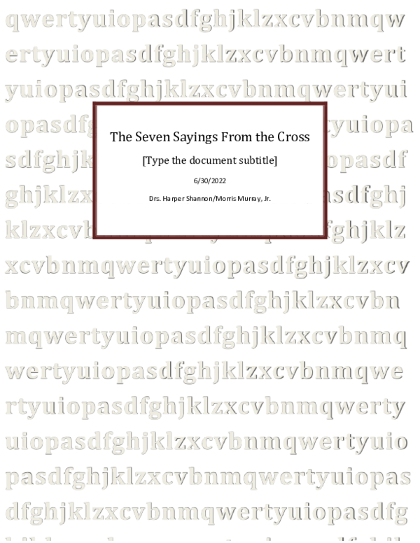 (PDF) The Seven Sayings From the Cross