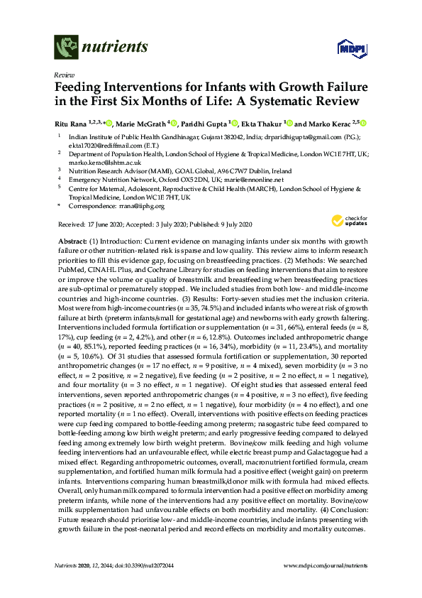 (PDF) Feeding Interventions for Infants with Growth Failure in the ...