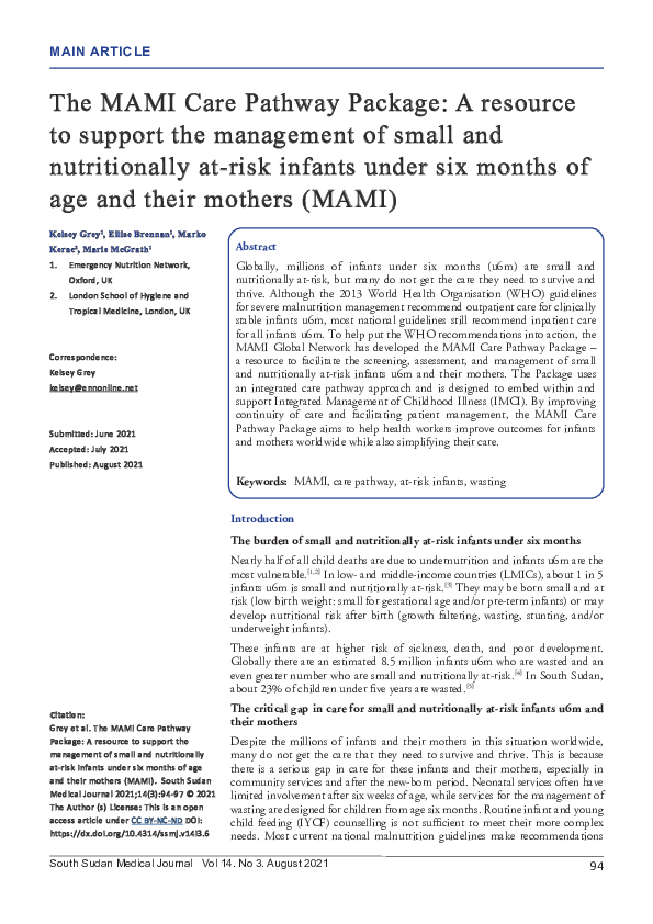 (PDF) The MAMI Care Pathway Package: A resource to support the ...