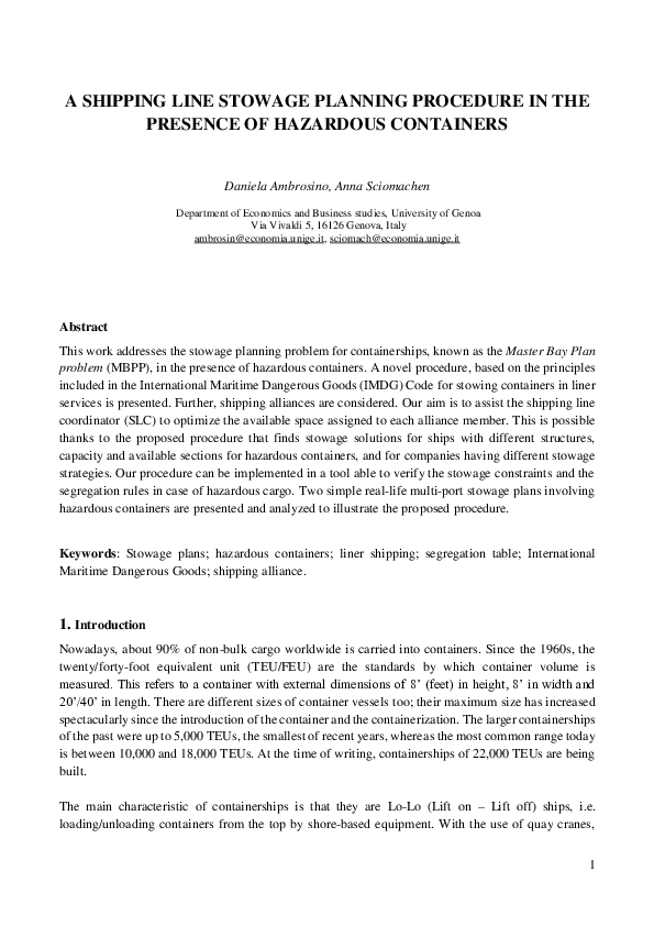 (PDF) A shipping line stowage-planning procedure in the presence of ...