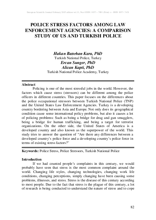 (PDF) Police Stress Factors Among Law Enforcement Agencies: A ...