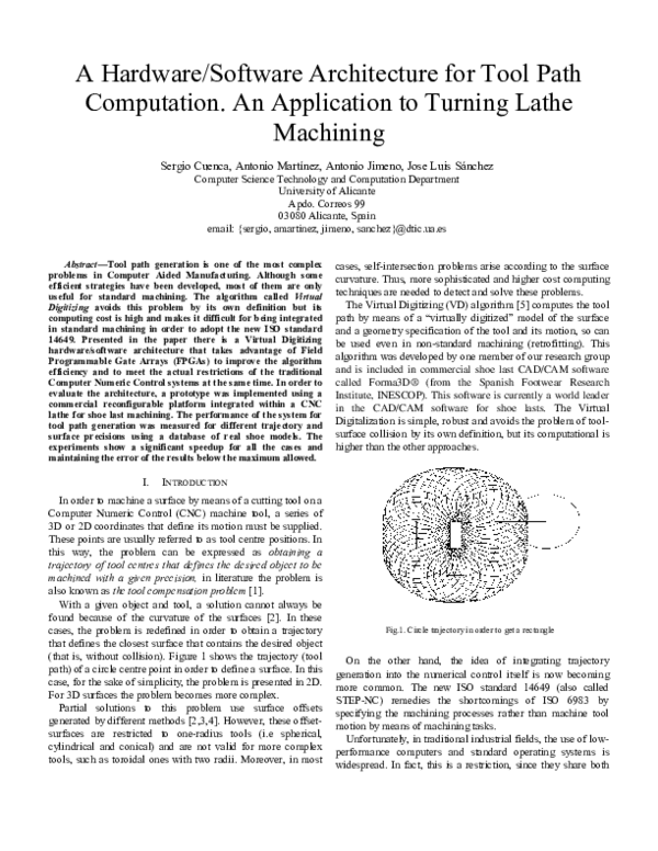 (PDF) A Hardware/Software Architecture for Tool Path Computation. An ...