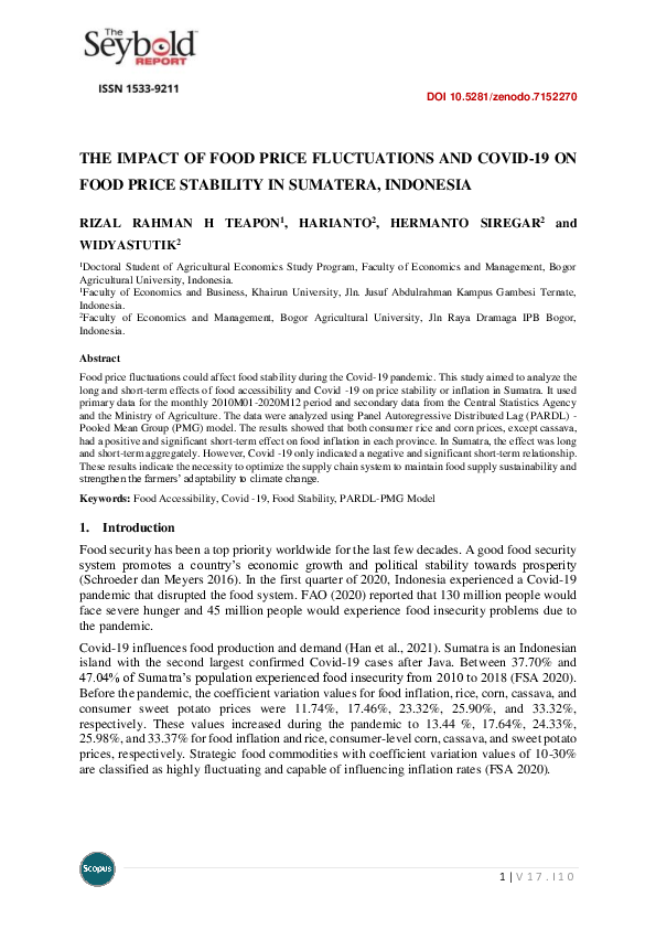 (PDF) The Impact of Food Price Fluctuations and COVID-19 on Food Price ...