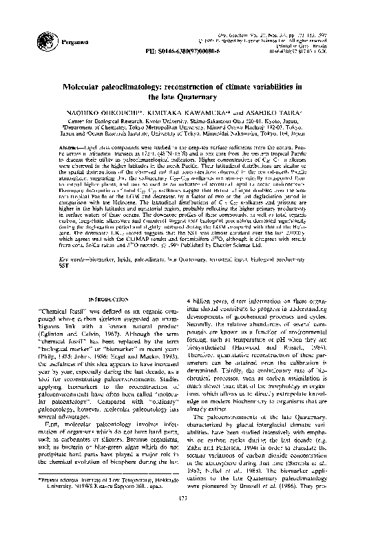 (PDF) Molecular paleoclimatology: reconstruction of climate ...