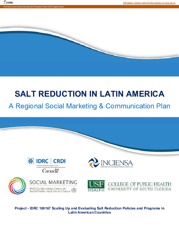 (PDF) Salt reduction in Latin America : a regional social marketing and ...